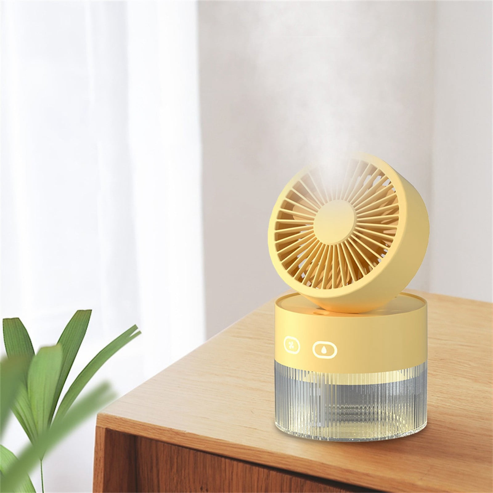Portable Mini Desk Fan with Spray Humidification - Foldable Turbine Fan ...