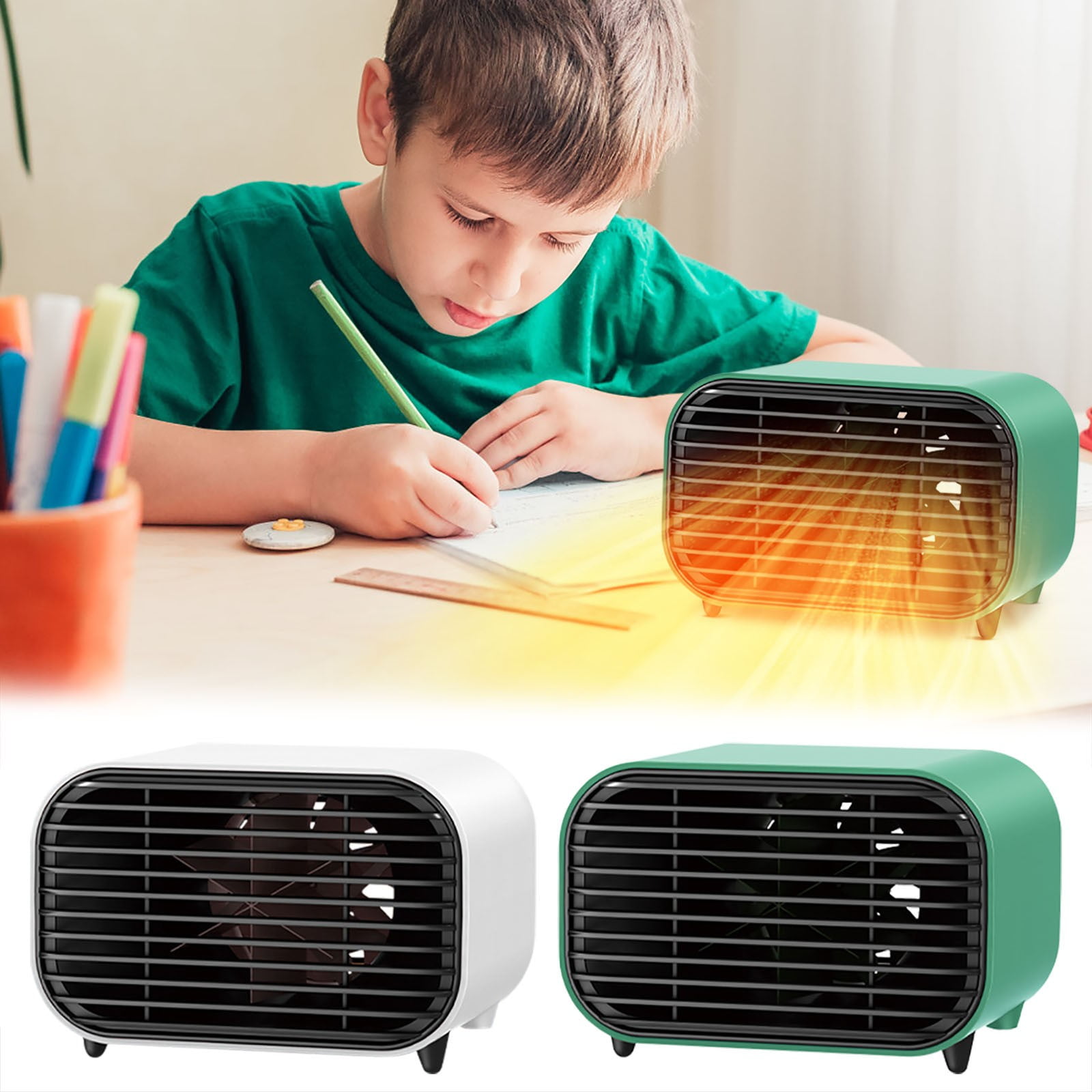 Portable Mini Desktop Space Heater 600W, 3-Second Quick Heat, Quiet ...