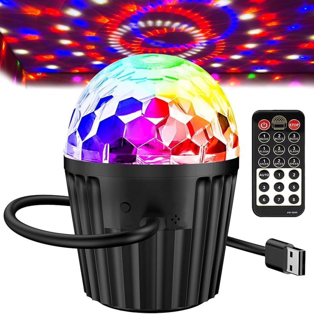 Portable Mini Disco Ball Light for Party, RGB DJ Strobe Light with ...