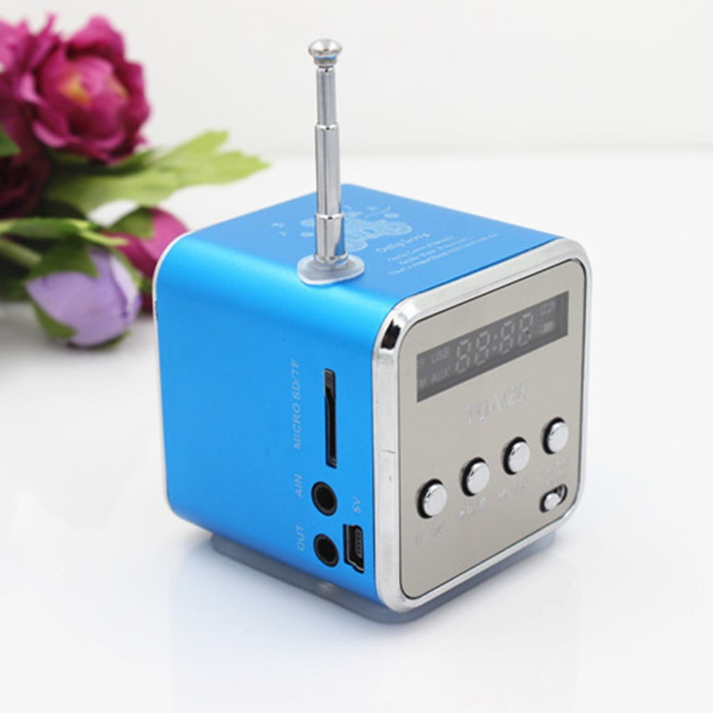 Portable Mini FM Radio Speaker with LED Display and Built-in Battery for Music Lovers - Walmart.com
