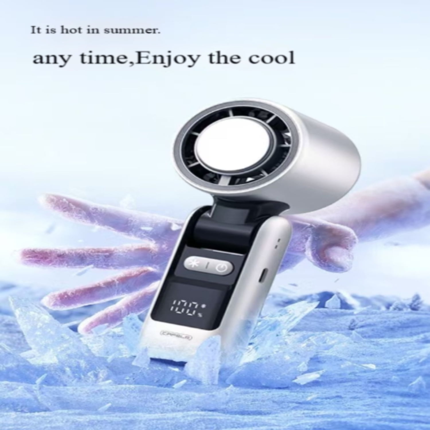 Portable Mini Fan Turbo Speed 100 Gears Digital Display Folding ...