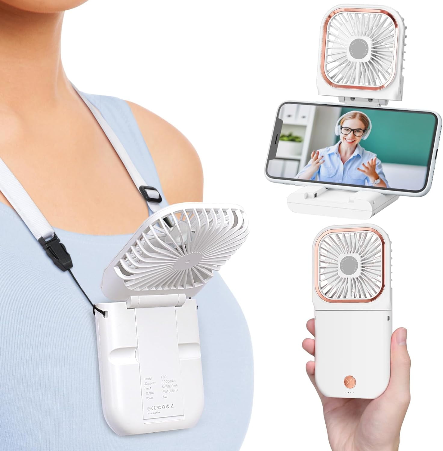Portable Mini Handheld Fan - Personal Fan with Phone Holder 3 Speed ...
