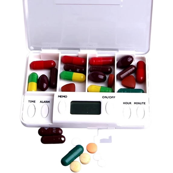 Portable Mini Pill Box Timer with LCD Digital Electric Alarm Medicine ...