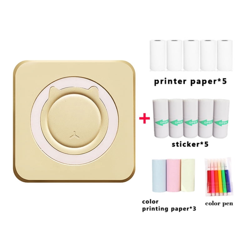 Portable Mini Printer with 13 Rolls Printing Paper Thermal Pocket ...