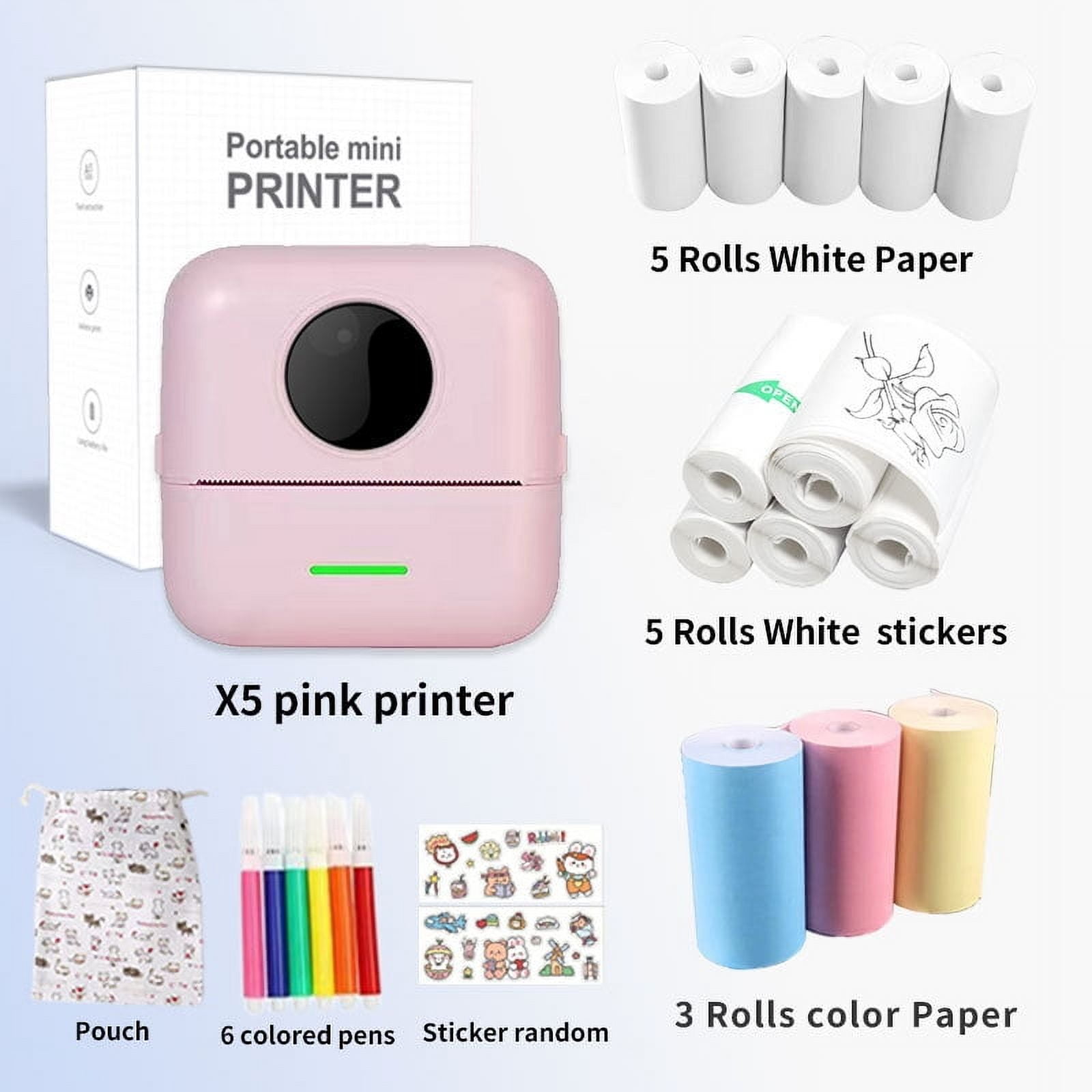 Portable Mini Printer, Mini Photo Printer, Pocket Wireless Bluetooth ...