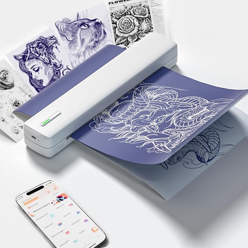 Portable Mini Printer, Wireless Printers for Travel, Inkless Thermal ...