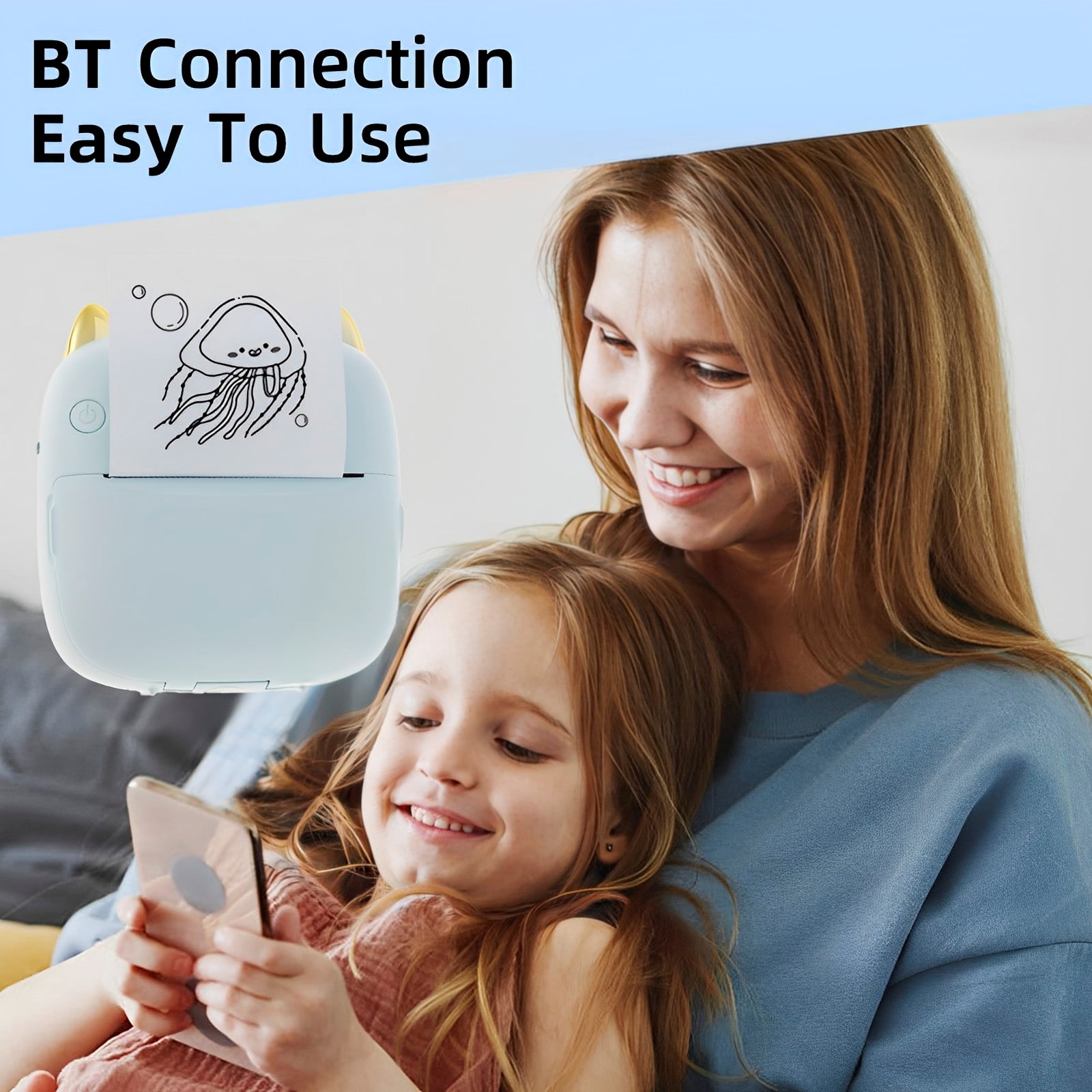 Portable Mini Printer with LED Light 1200mah Rechargeable Mini Thermal ...