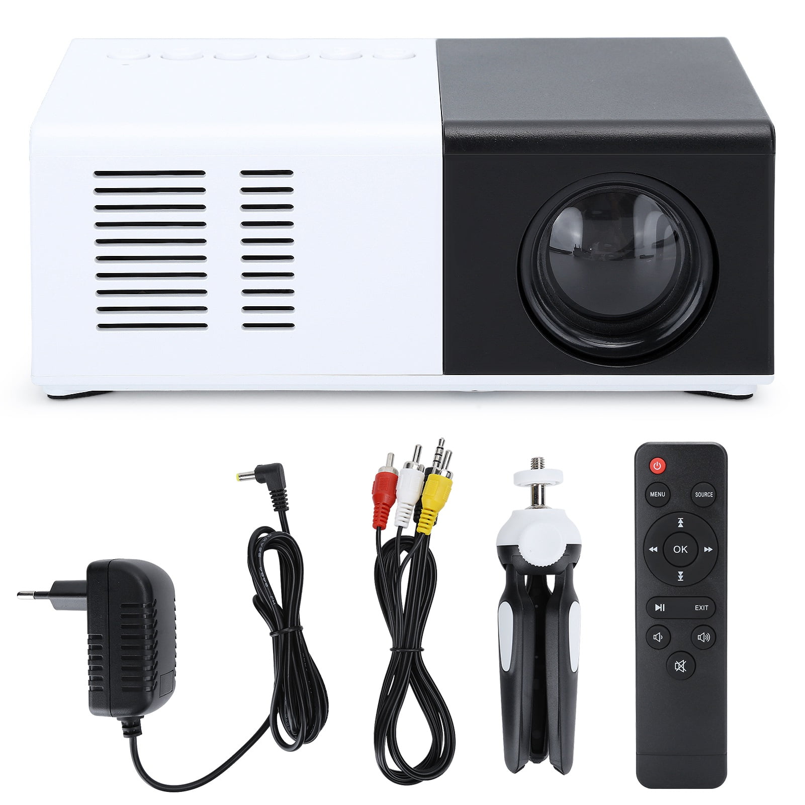 Portable Mini Projector with Black and White LED Projection Machine and ...