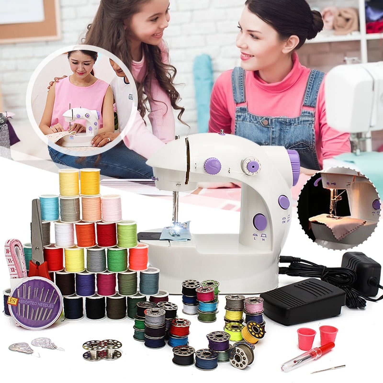 "Portable Stitch Mini Sewing Machine for Beginners, 2 Speed, Multi ...