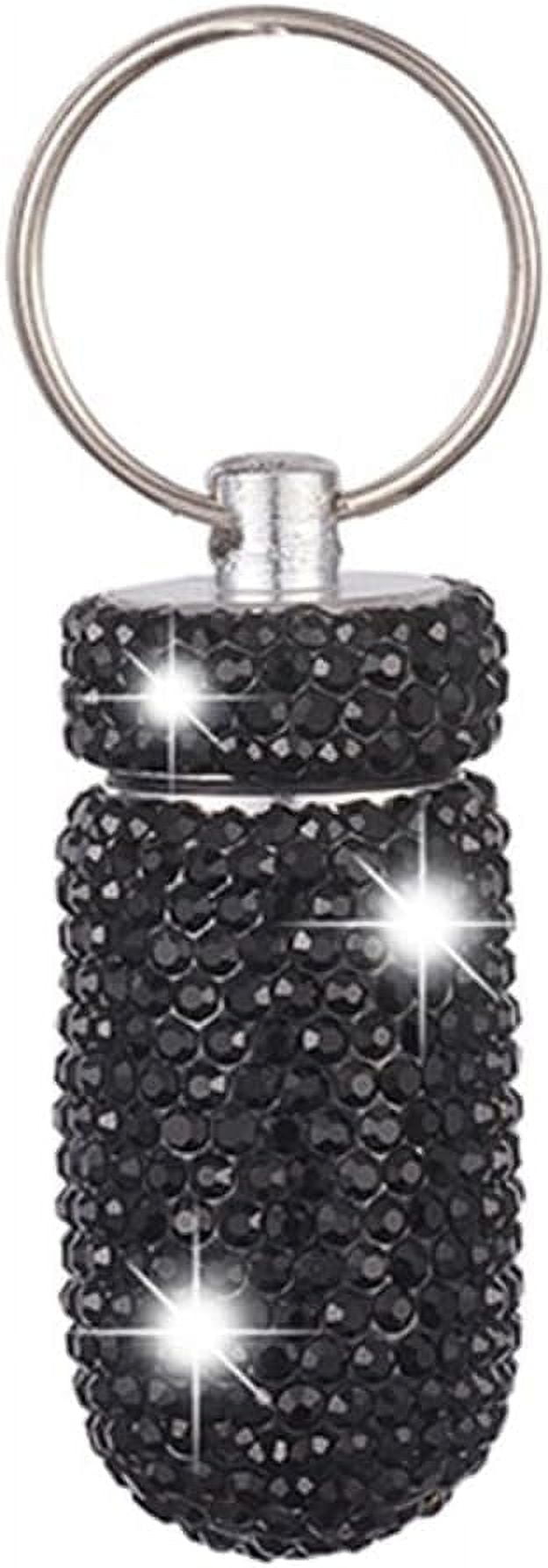 Small Pill Container Keychain Portable Pill Shaped Pill Box Rhinestones ...