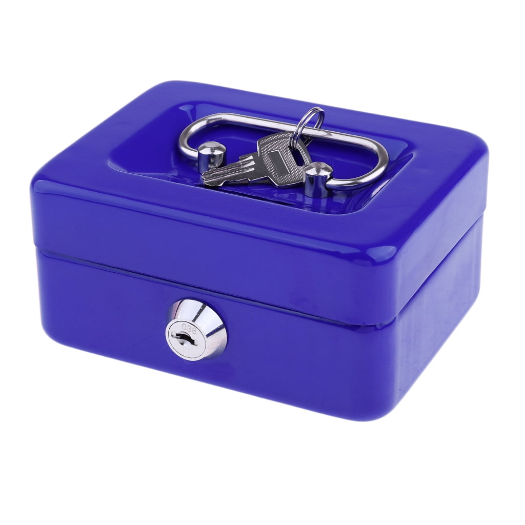 Portable Mini Steel Organizer Box with Key,Lockable Safe Household ...