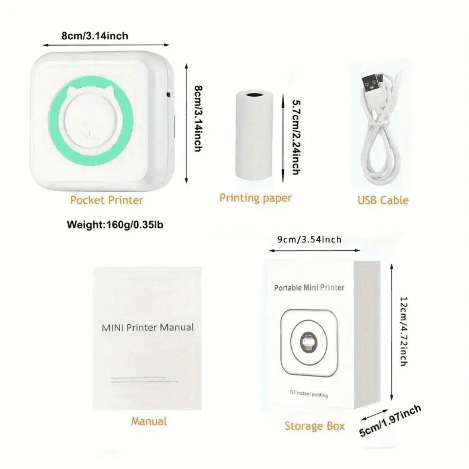 Portable Mini Thermal Sticker Printer Wireless, Pocket-Sized, Compact ...