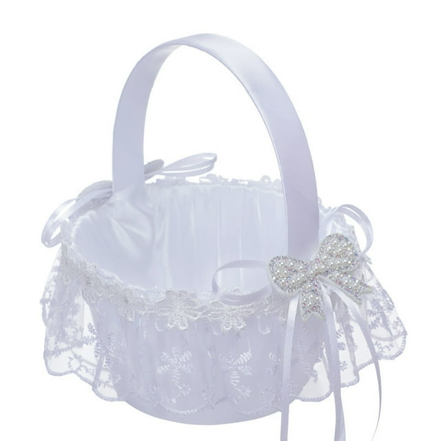 Portable Mini Wedding Flower Baskets With Bow Flower Girl Basket With ...