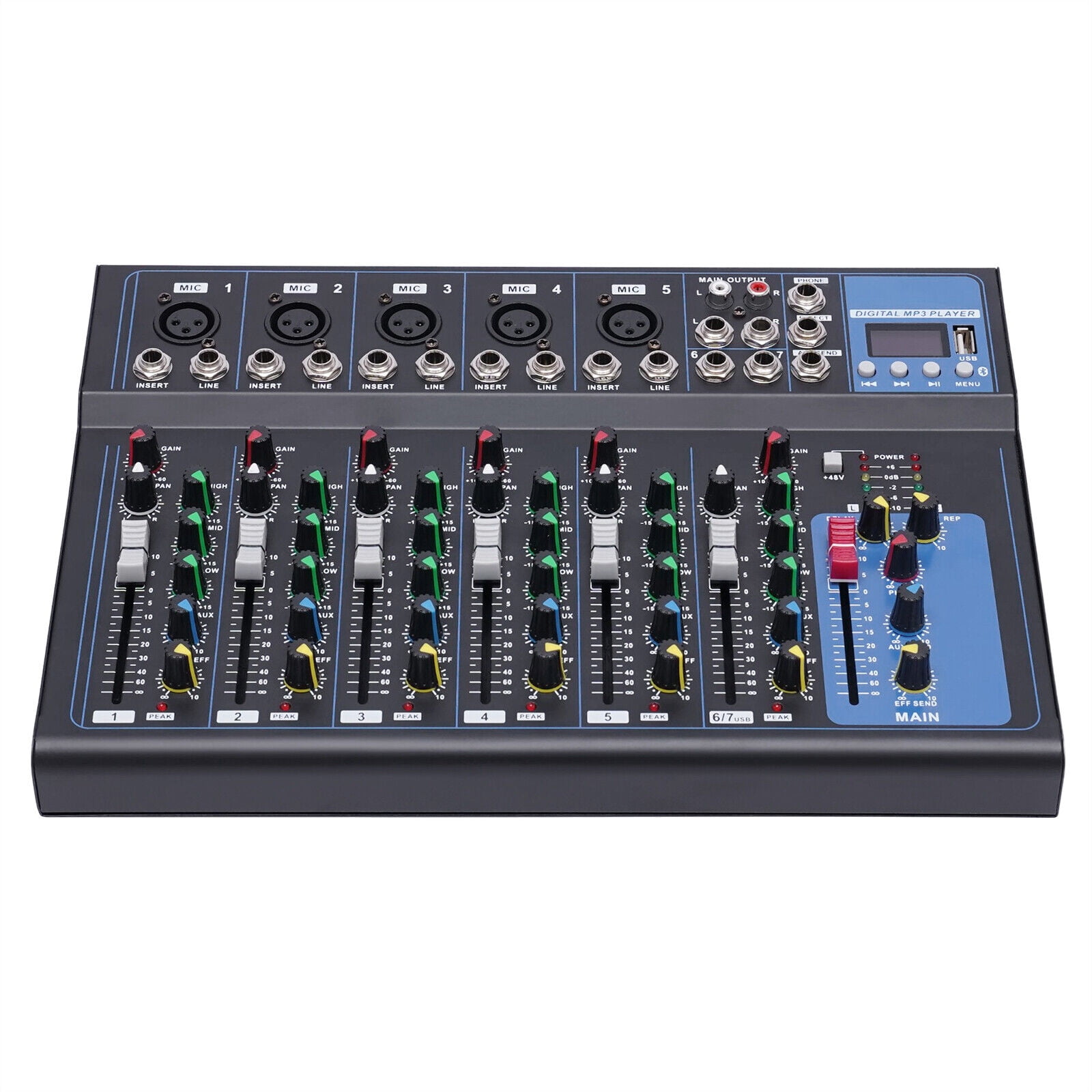 Portable Minimalist 7-Channel Bluetooth Audio Mixer USB DJ Sound Mixing ...