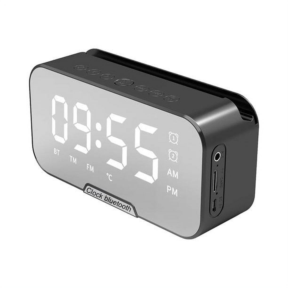 Portable Mirror Clock, Bluetooth Speaker, Dimmable LED Display, TF Card ...