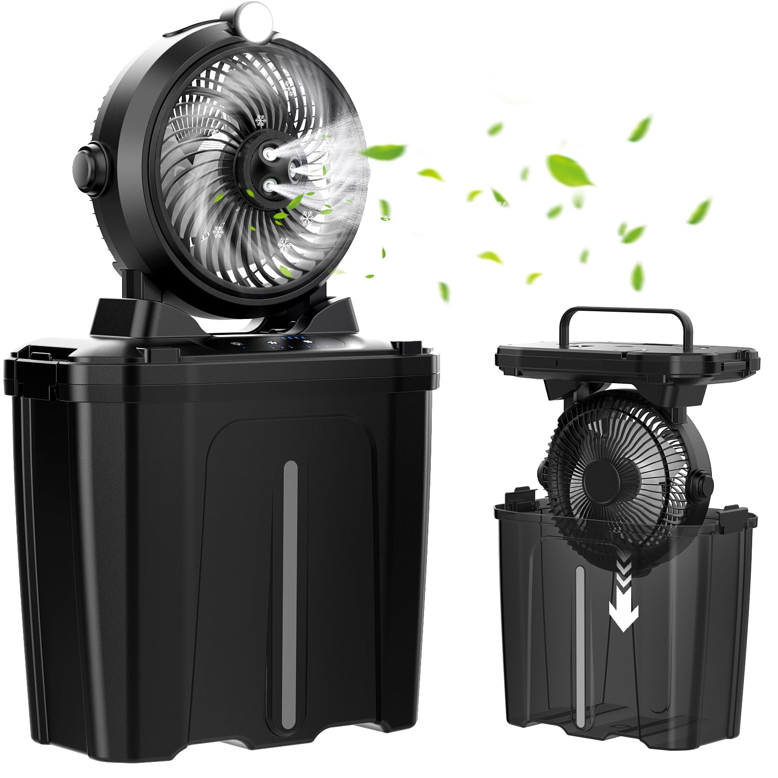 Portable Misting Fan with 11L Bucket & 20000mAh Battery，Rechargeable ...