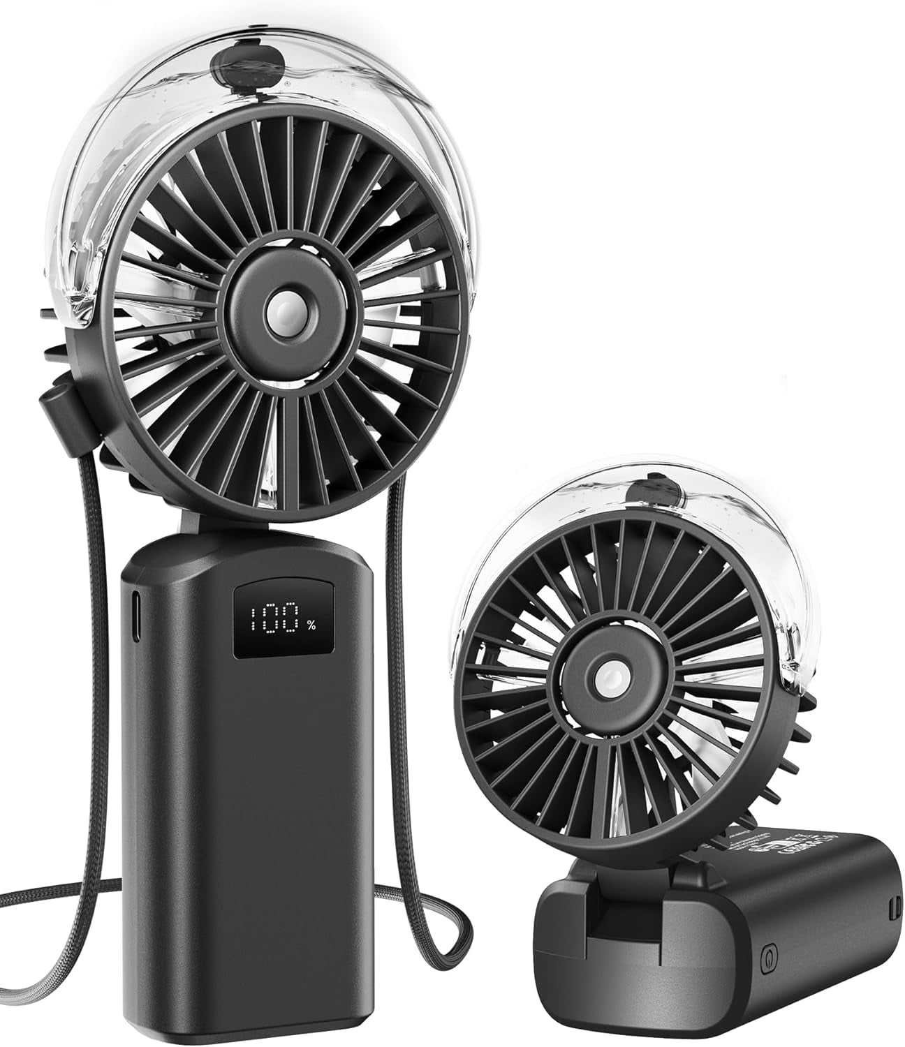Portable Misting Fan, 180° Foldable Handheld, 3 Speeds USB Rechargeable ...