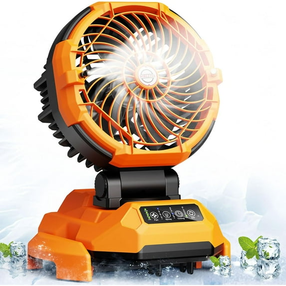 Portable Misting Fan, 30000mAh Rechargeable Battery Powered Oscillating ...