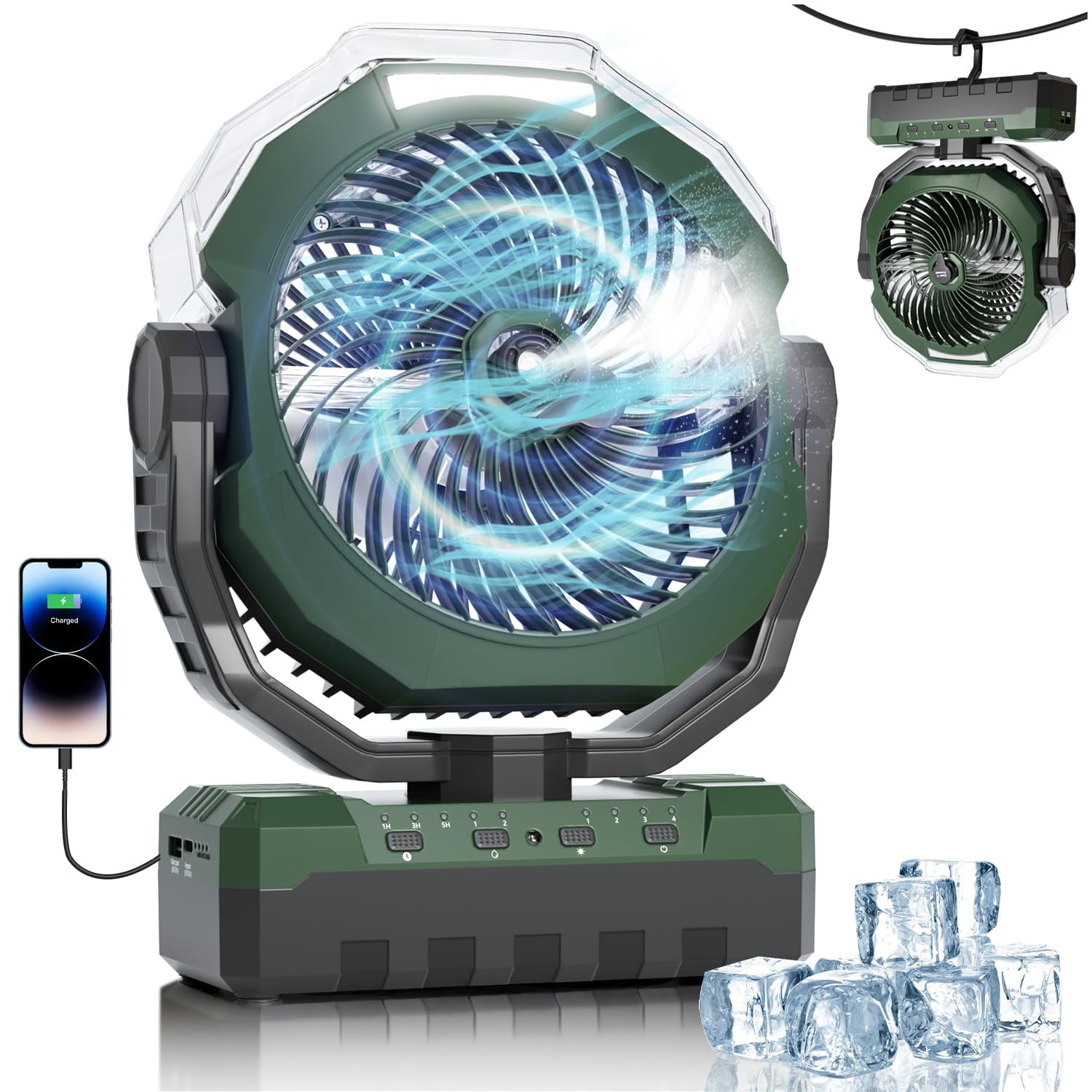 Portable Misting Fan 460ml Large Tank,24000mAh Rechargeable Battery ...