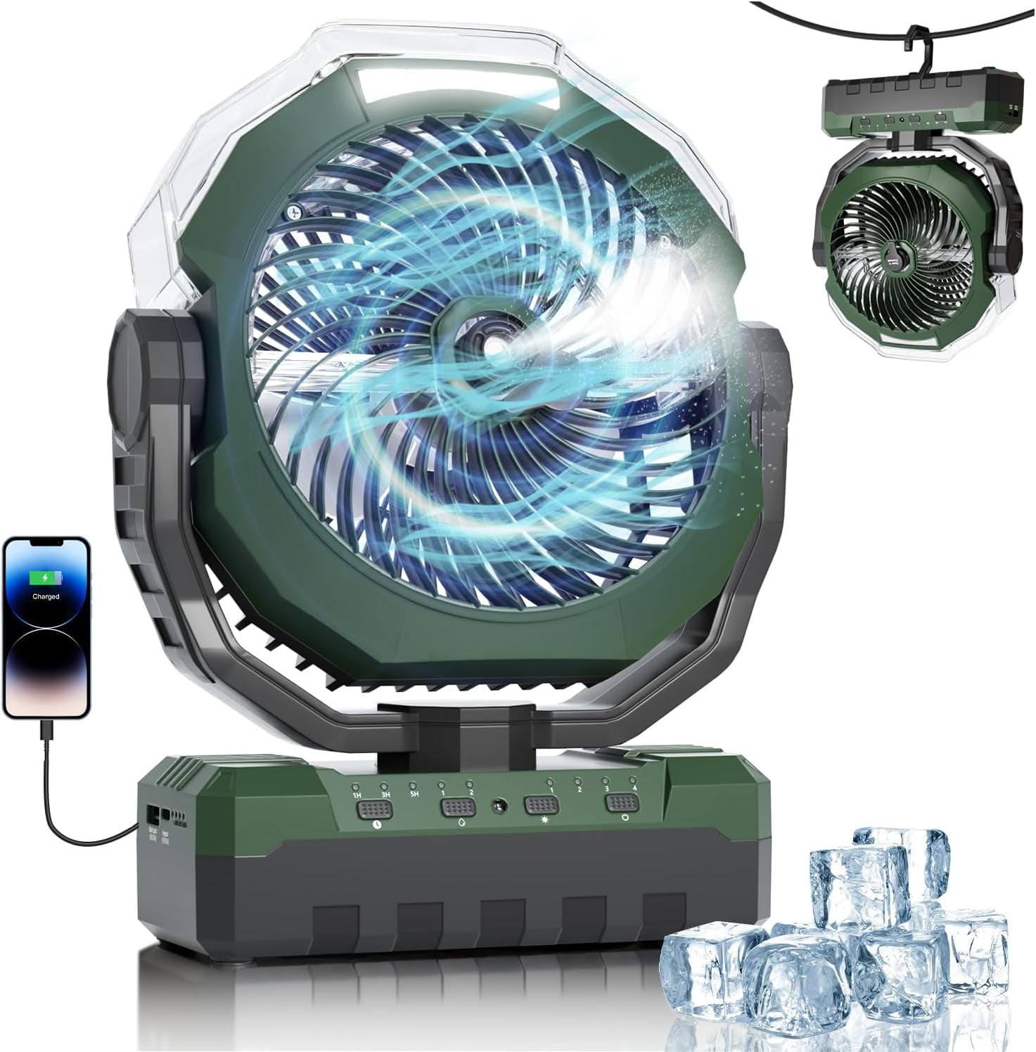 Portable Misting Fan 460ml Large Tank,24000mAh Rechargeable Battery ...