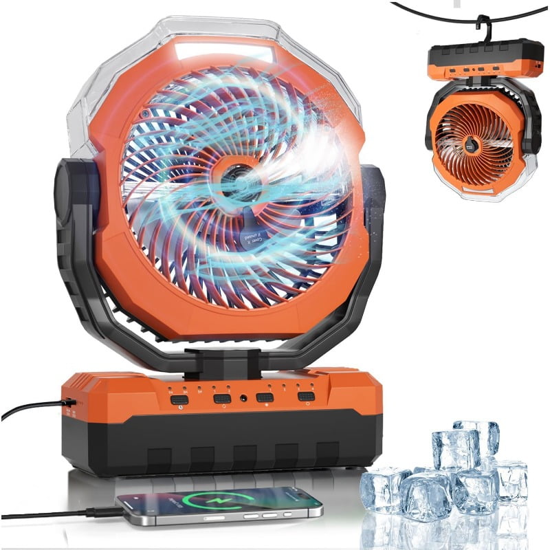 Portable Misting Fan 460ml Large Tank,24000mAh Rechargeable Battery ...