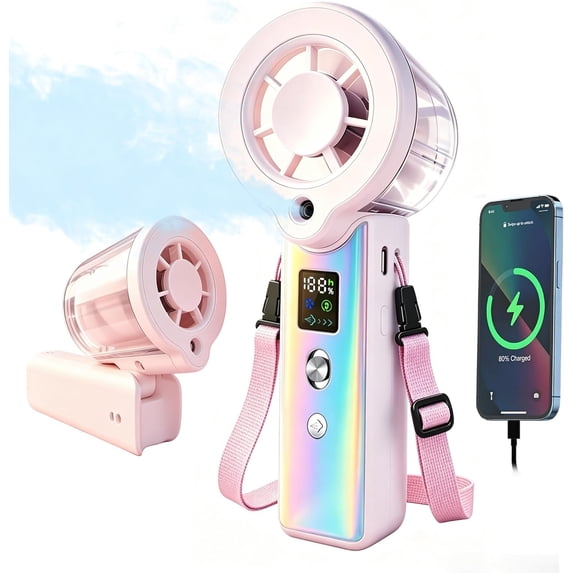 Portable Misting Fan, Handheld Rechargeable Fan with Water Mist ...