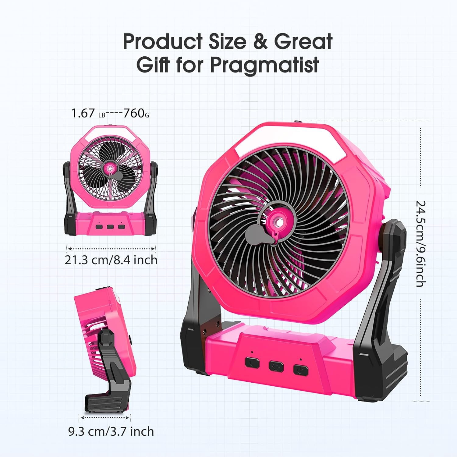 Portable Misting Fan with LED Light, 8 Inch Battery Operated ...