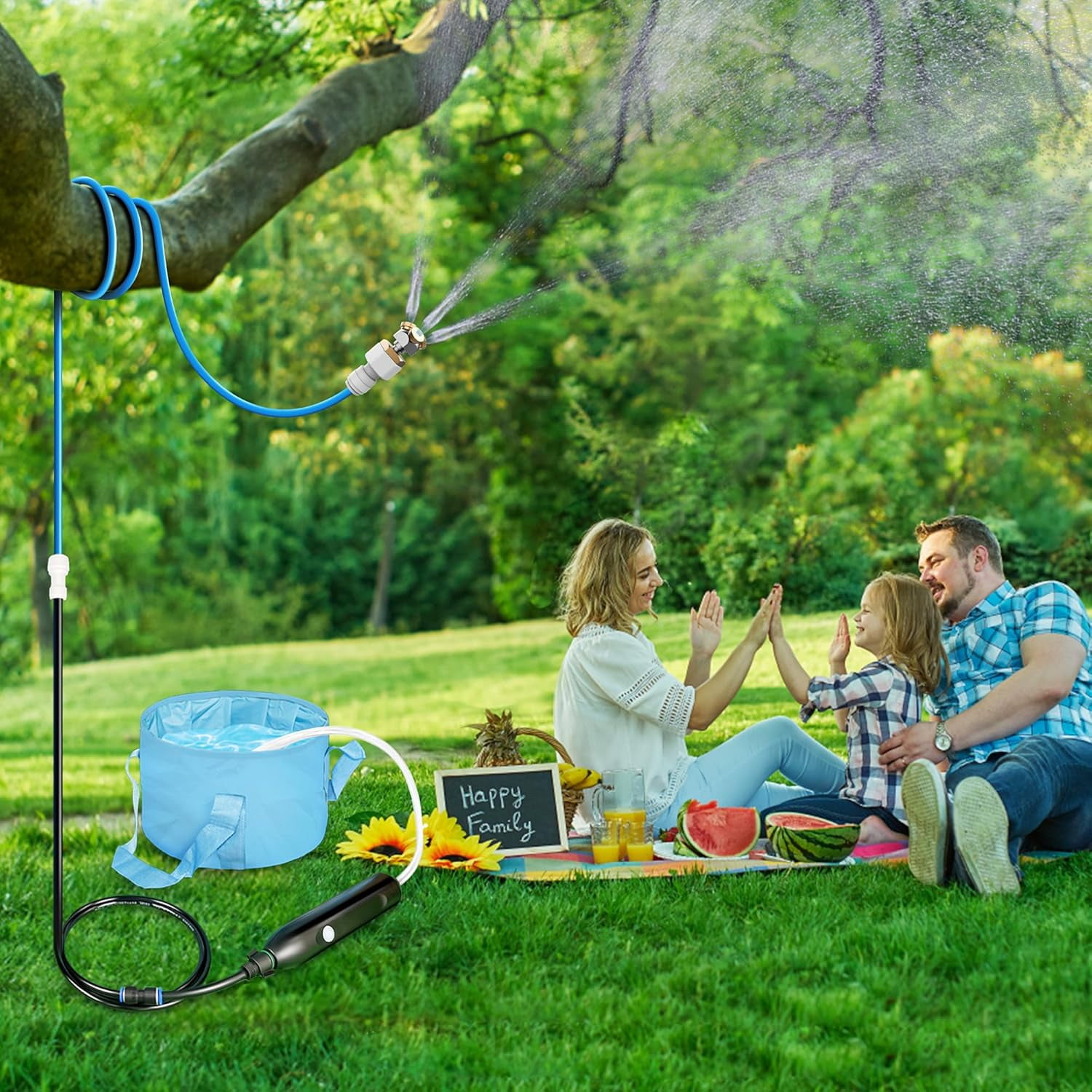 Portable Misting System with Water Pump, Plant Sprayer & Garden Hose ...