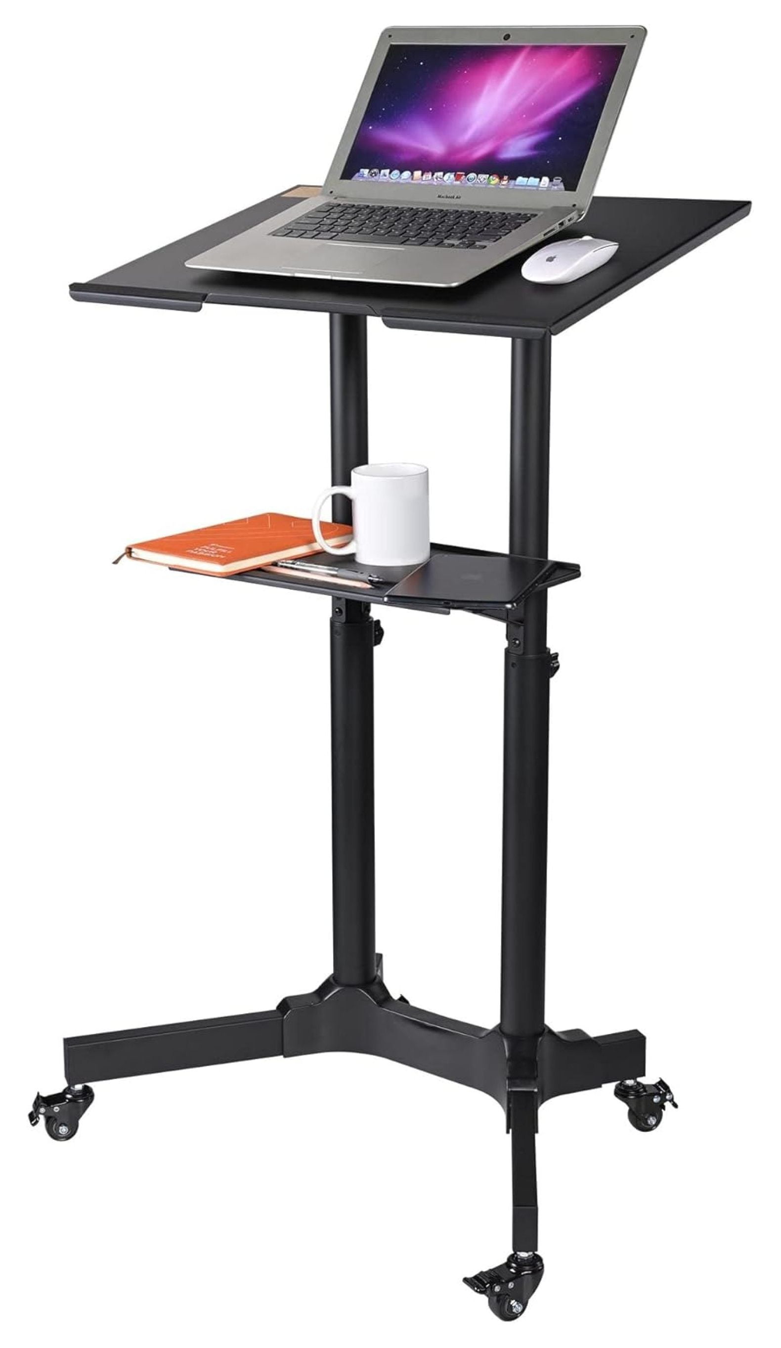 Portable Mobile Lecterns Podiums with Metal Lockable 360-degree Swivel ...