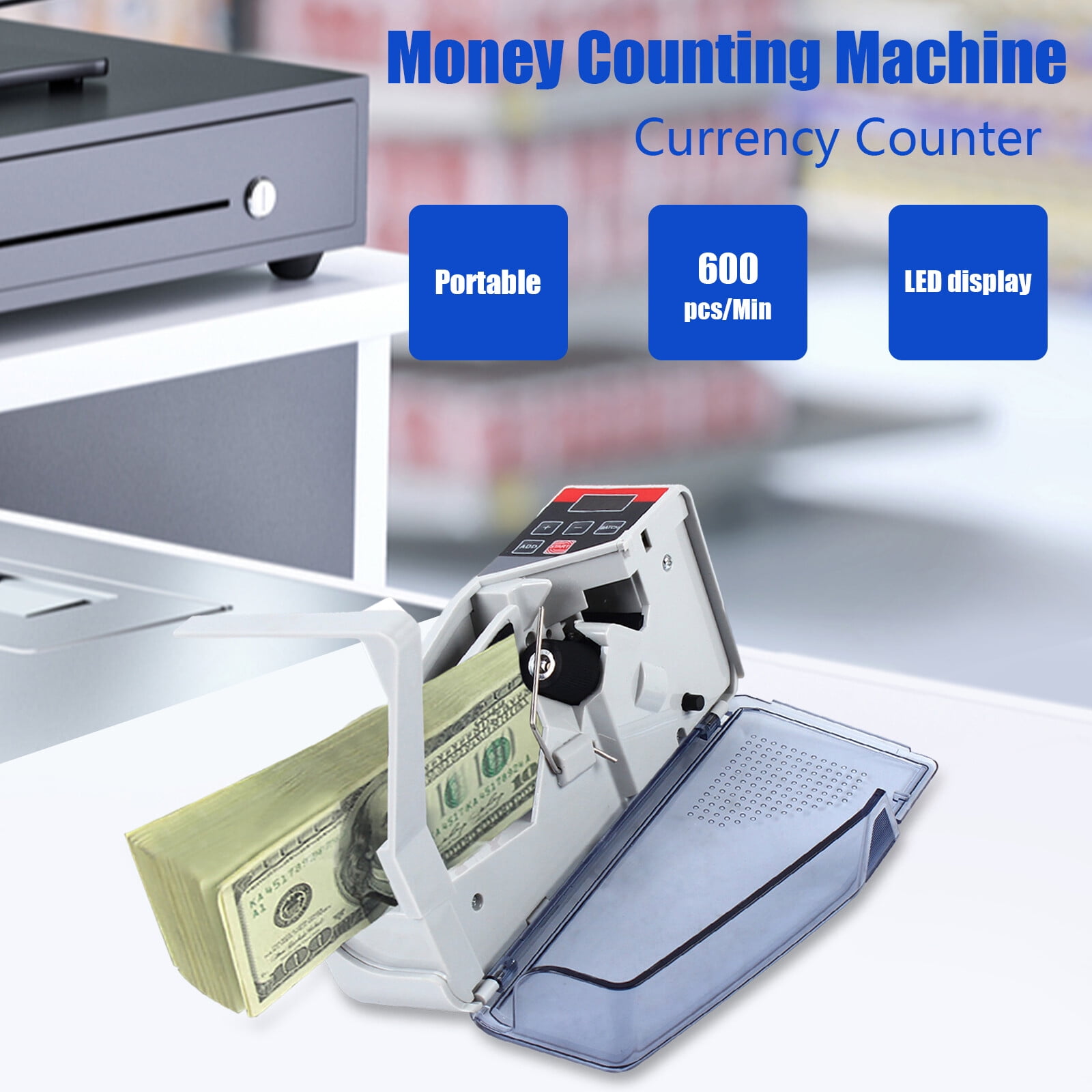 Portable Money Counter Machine Mini Bill Counter Cash Machine 600pcs ...