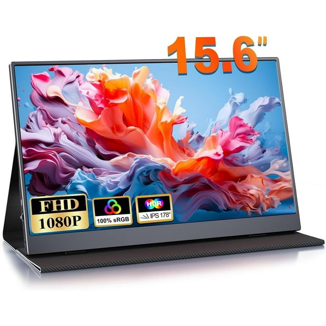Portable Monitor 15.6'', 1080P FHD Plug&Play Travel Laptop Monitor w ...