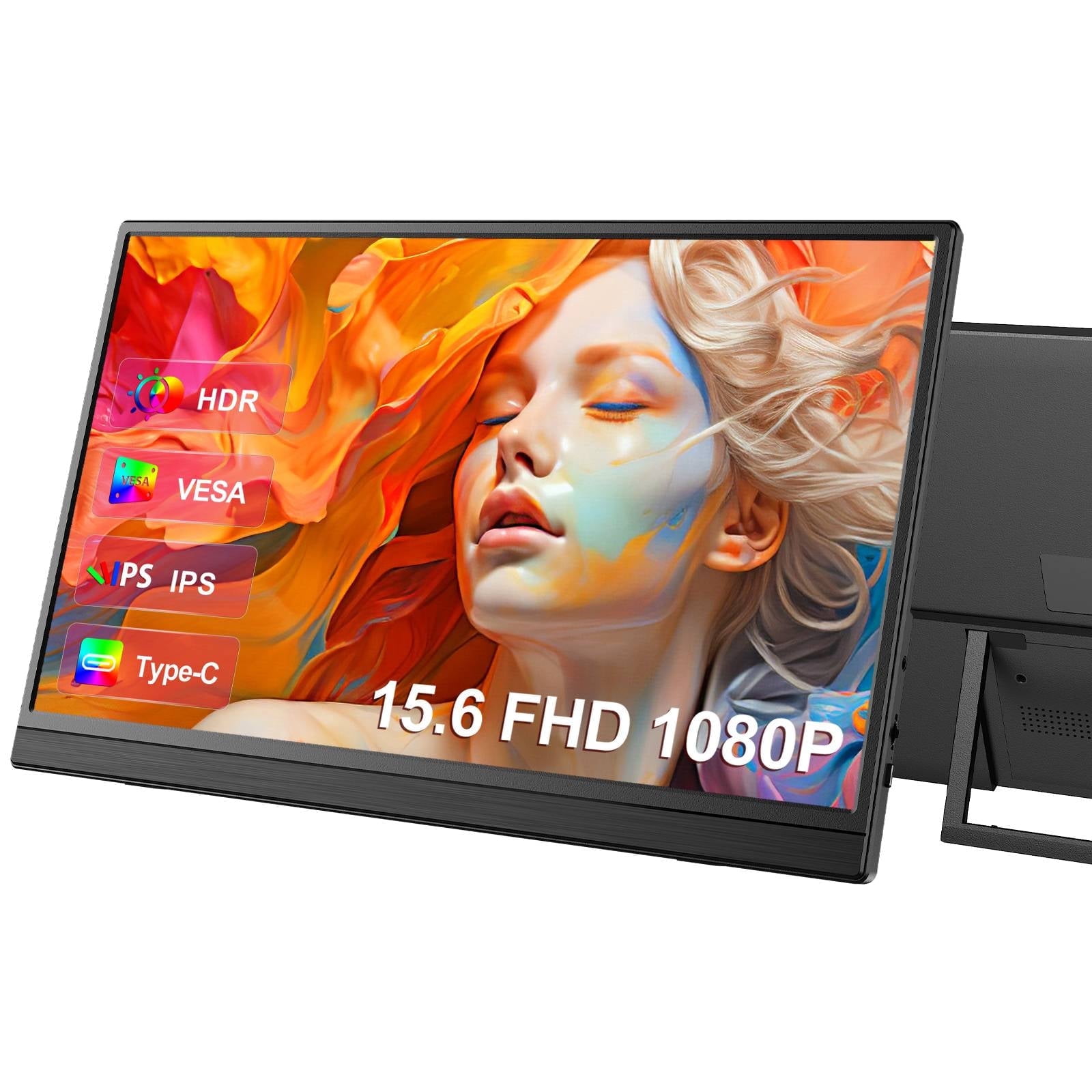 Portable Monitor for Laptop W/ Stand 180° Adjustable, EVICIV 15.6 Inch ...