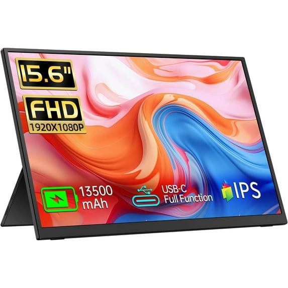 Portable Monitor Touchscreen 15.6" FHD 1080p, Travel Monitor with Built ...