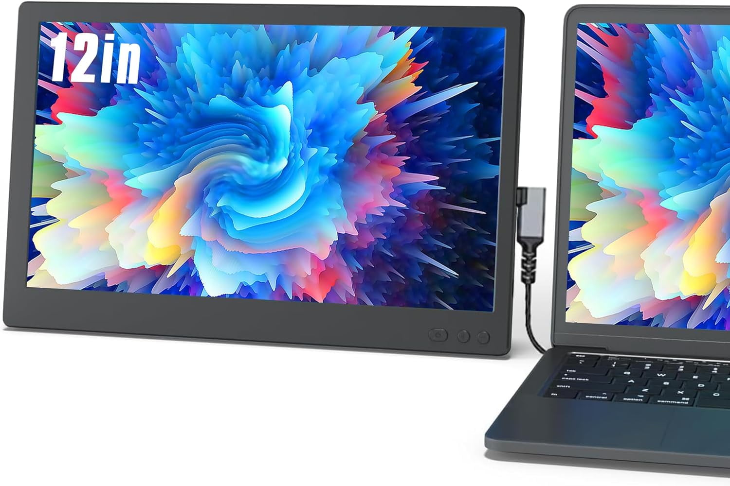 Portable Monitor for Laptop, 12'' FHD Laptop Monitor Extender USB-C ...