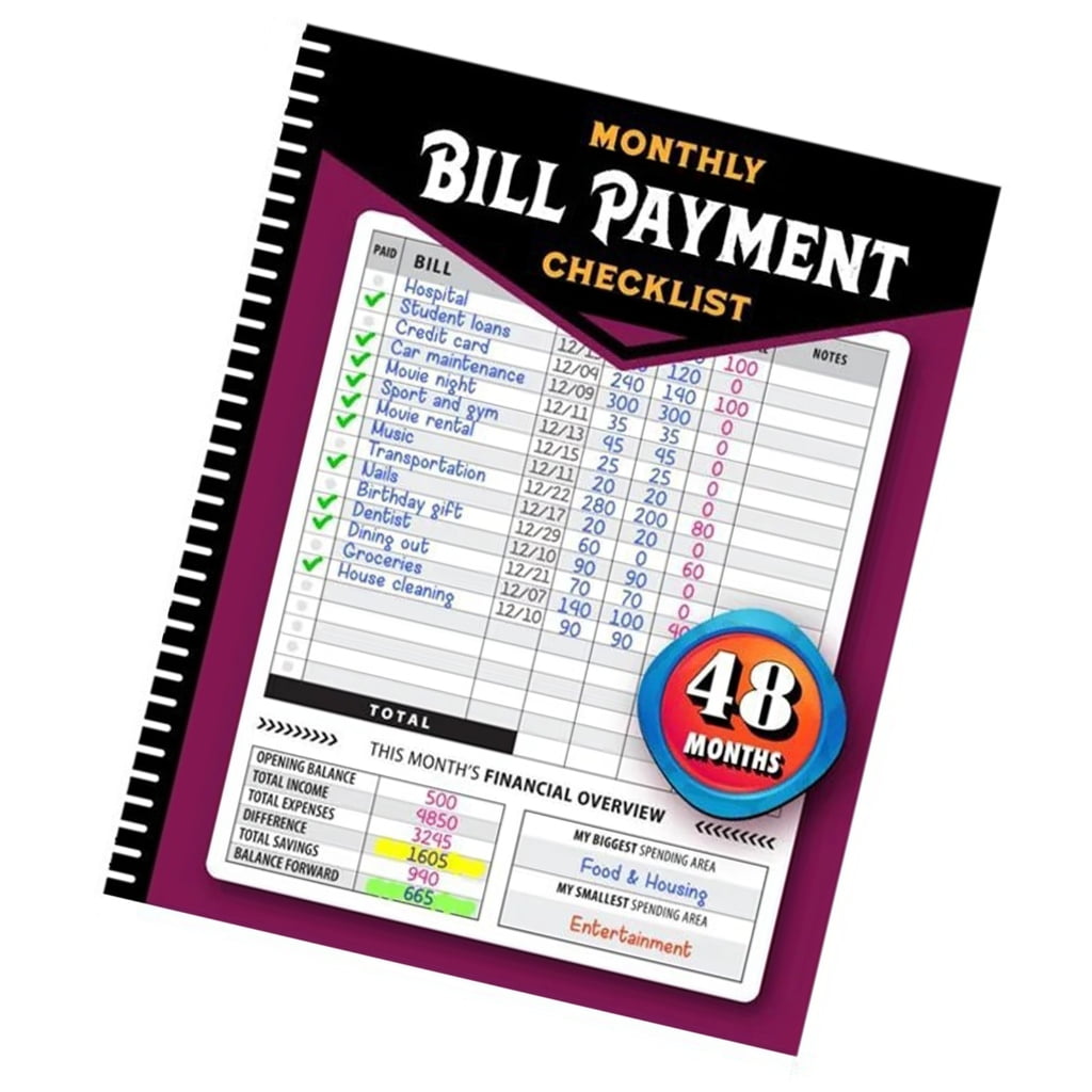 Expense and Bill Tracking Notebook Payment Checklist for Managing ...