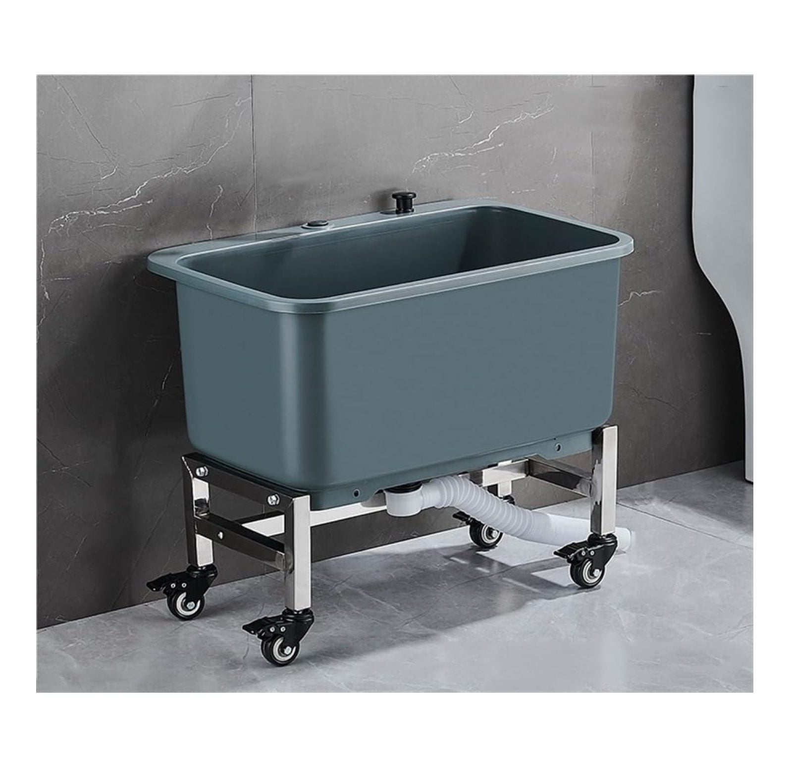 Portable Mop Sink with Lockable Universal Wheels, Freestanding Plastic ...