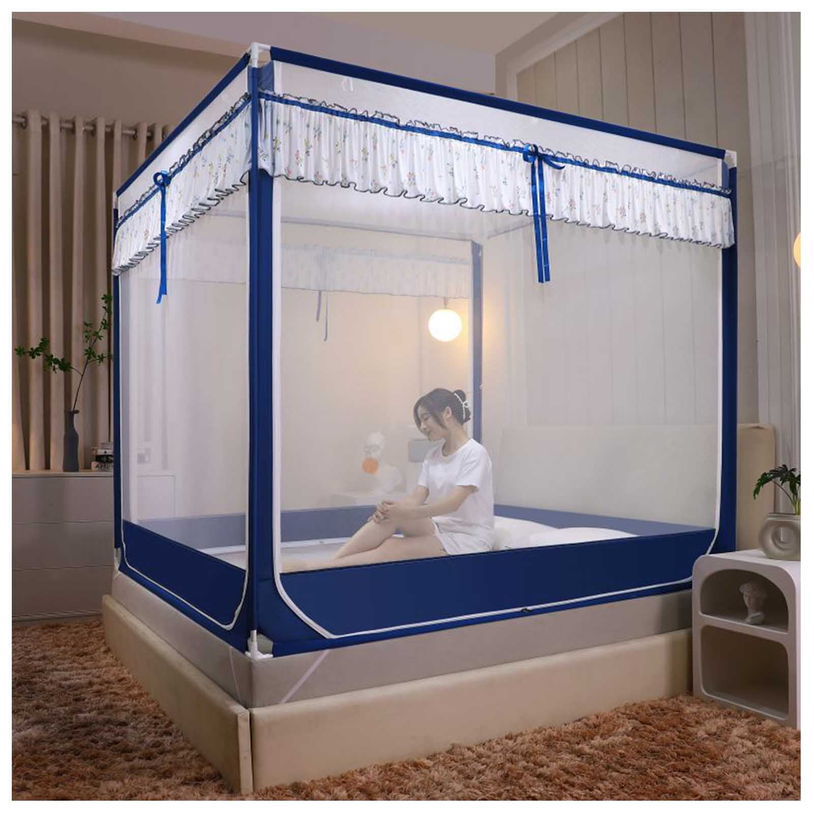 Portable Mosquito Net Bed Canopy with Bottom, Three Door Mosquito Net ...