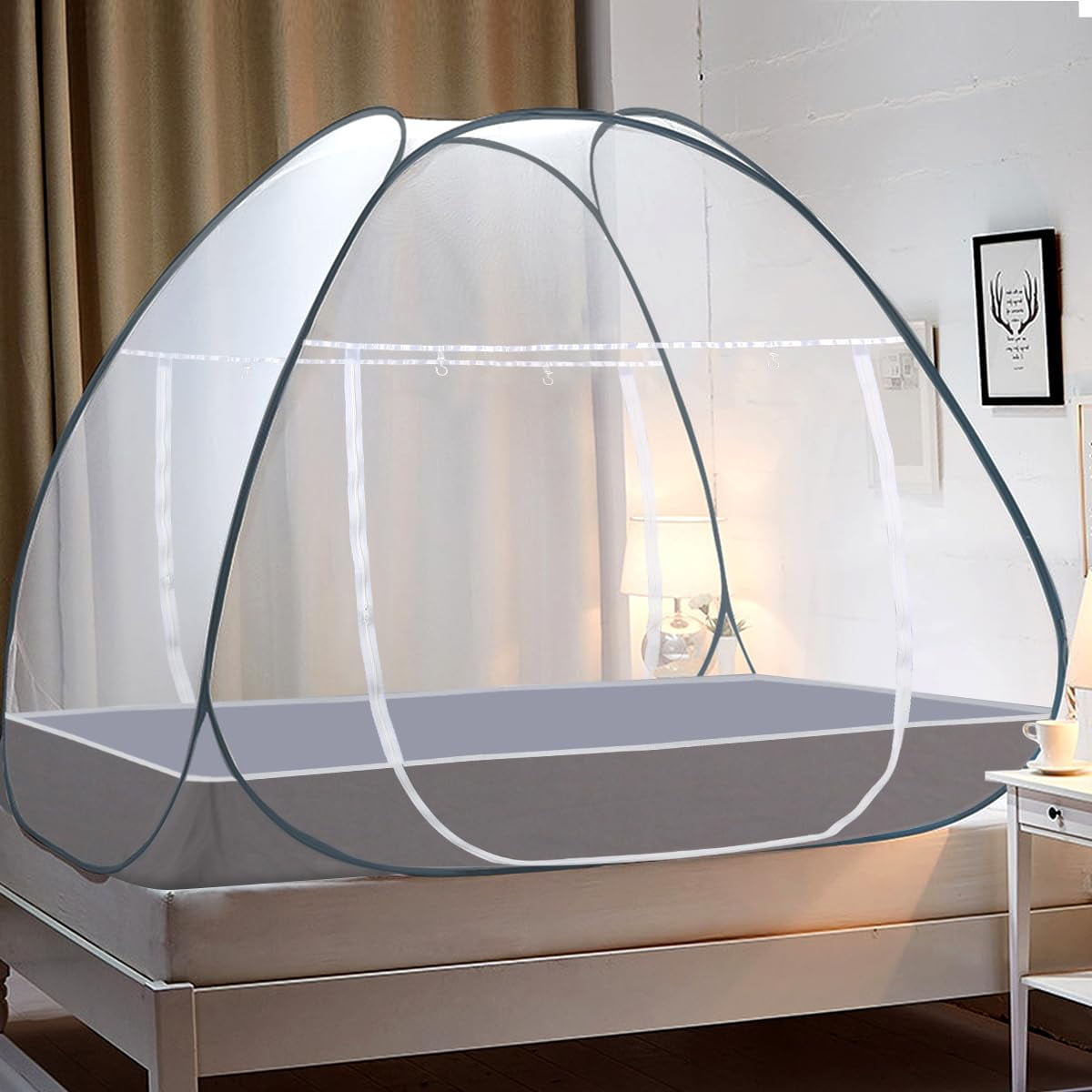 Portable Mosquito Net for Bed, Pop-Up Foldable Design with Bottom ...