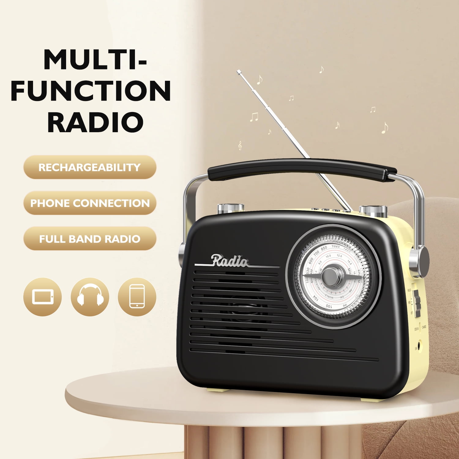 Portable Multi-function Radio with Multiple Playback Modes, LED Display ...