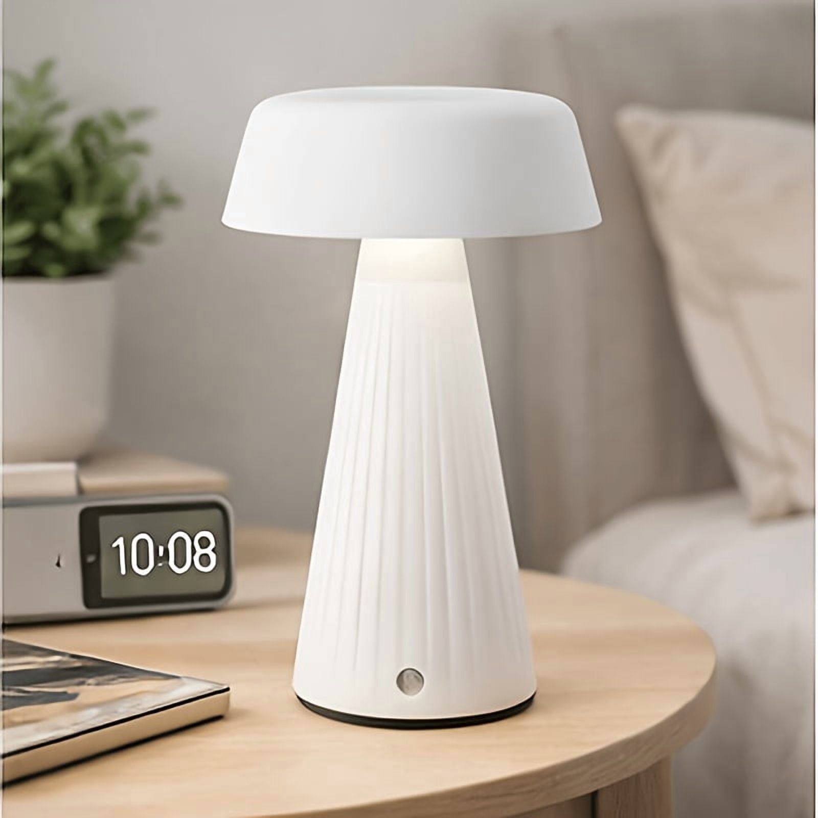 Portable Mushroom LED Table Lamp, USB Rechargeable Cordless Night Light ...