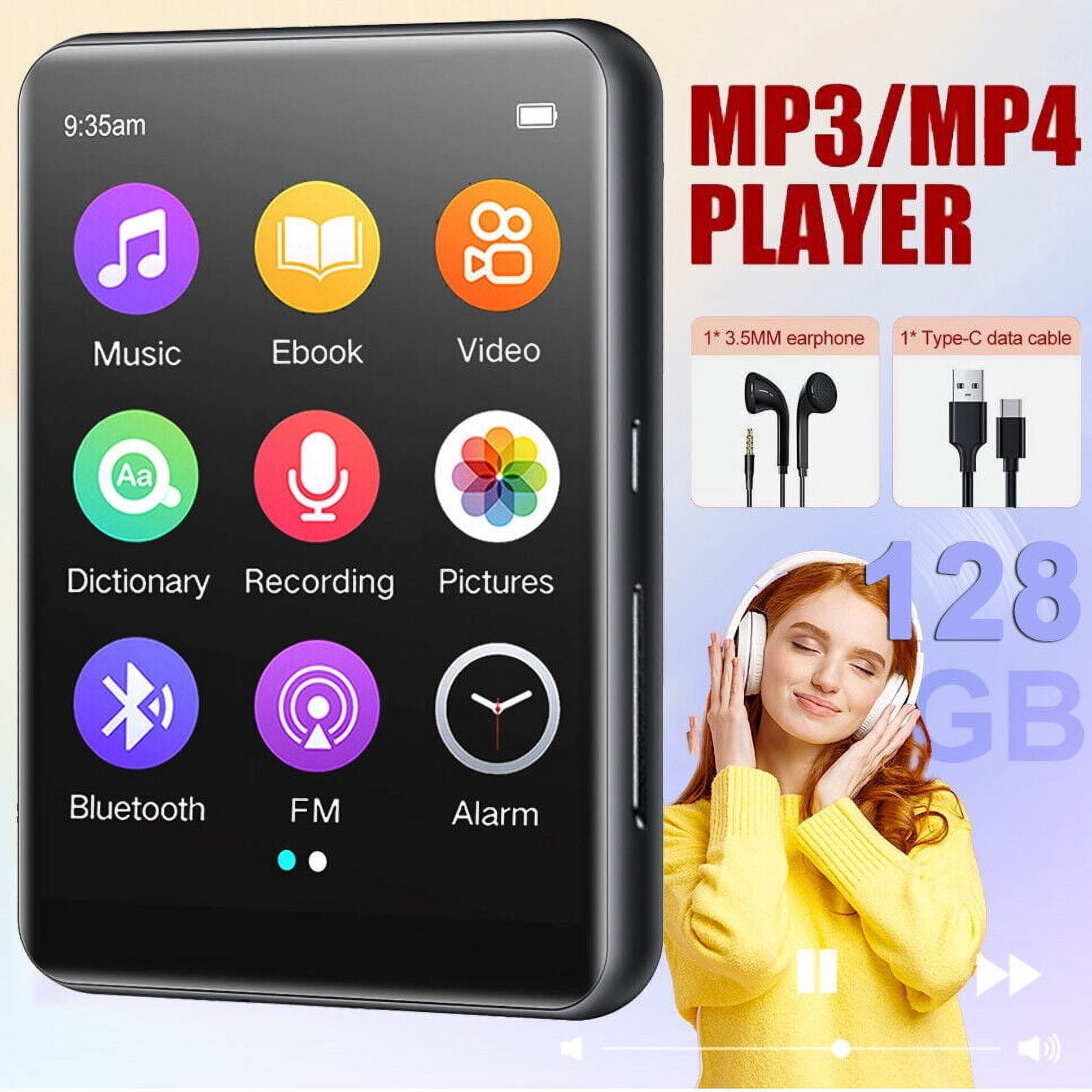 Portable Music Player with Built-In Speaker, Full Touch Screen Mp3 ...