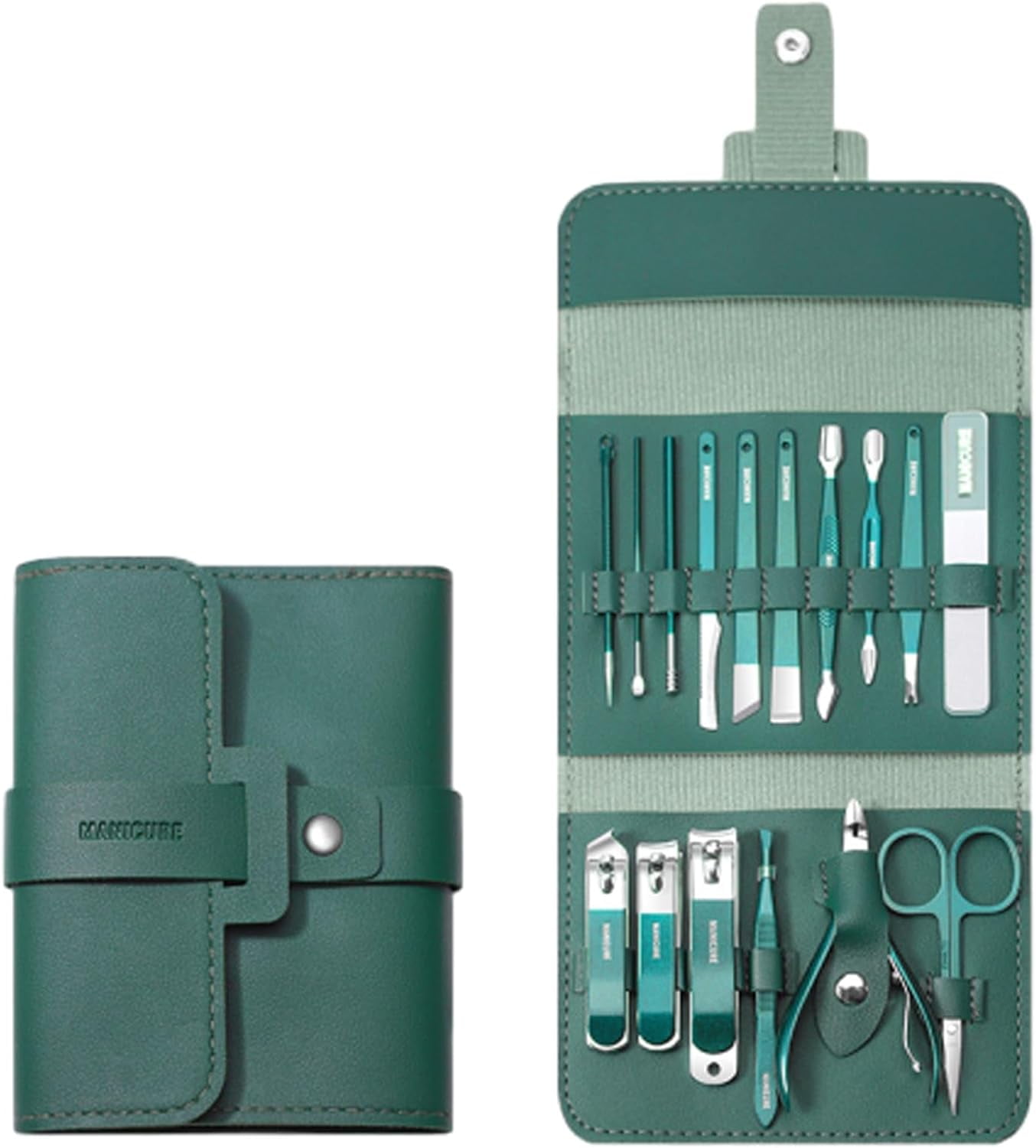 Portable Nail Clipper Set (12/16pcs), Folding Leather Nail Clipper Set ...