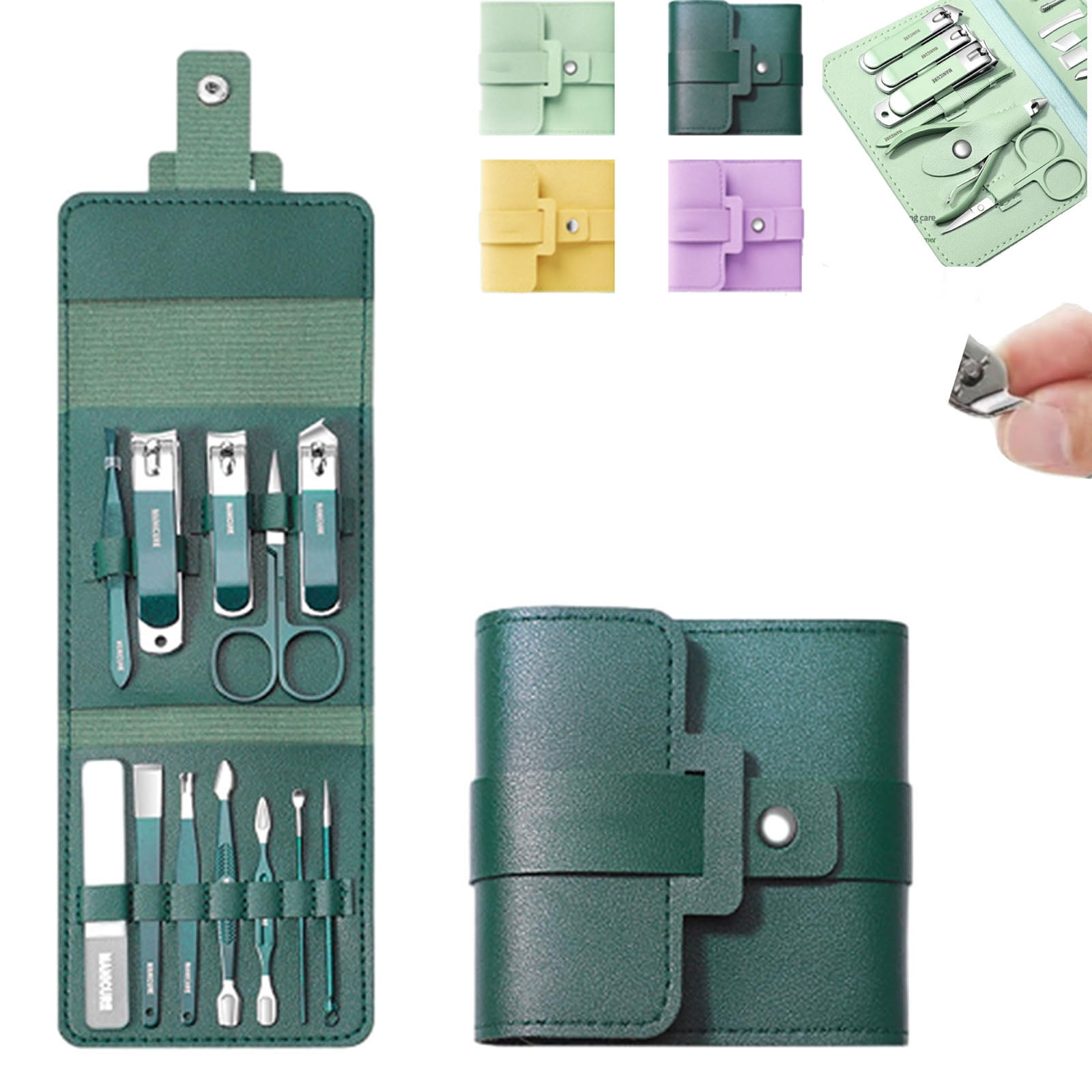 Portable Nail Clipper Set (12/16pcs), Folding Leather Nail Clipper Set ...