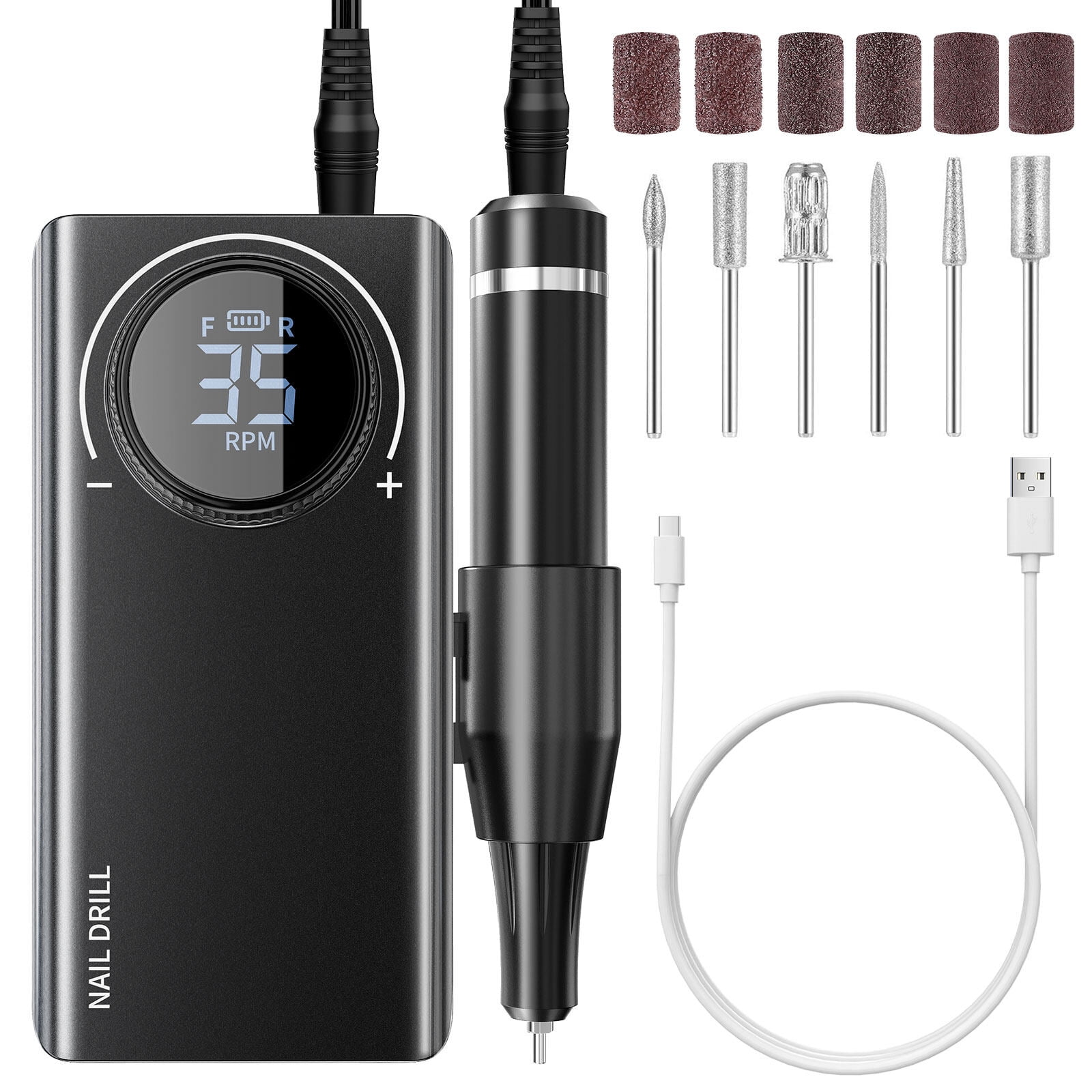 Portable Nail Drill Machine 35000 RPM Rotation Rate Adjustable Electric ...