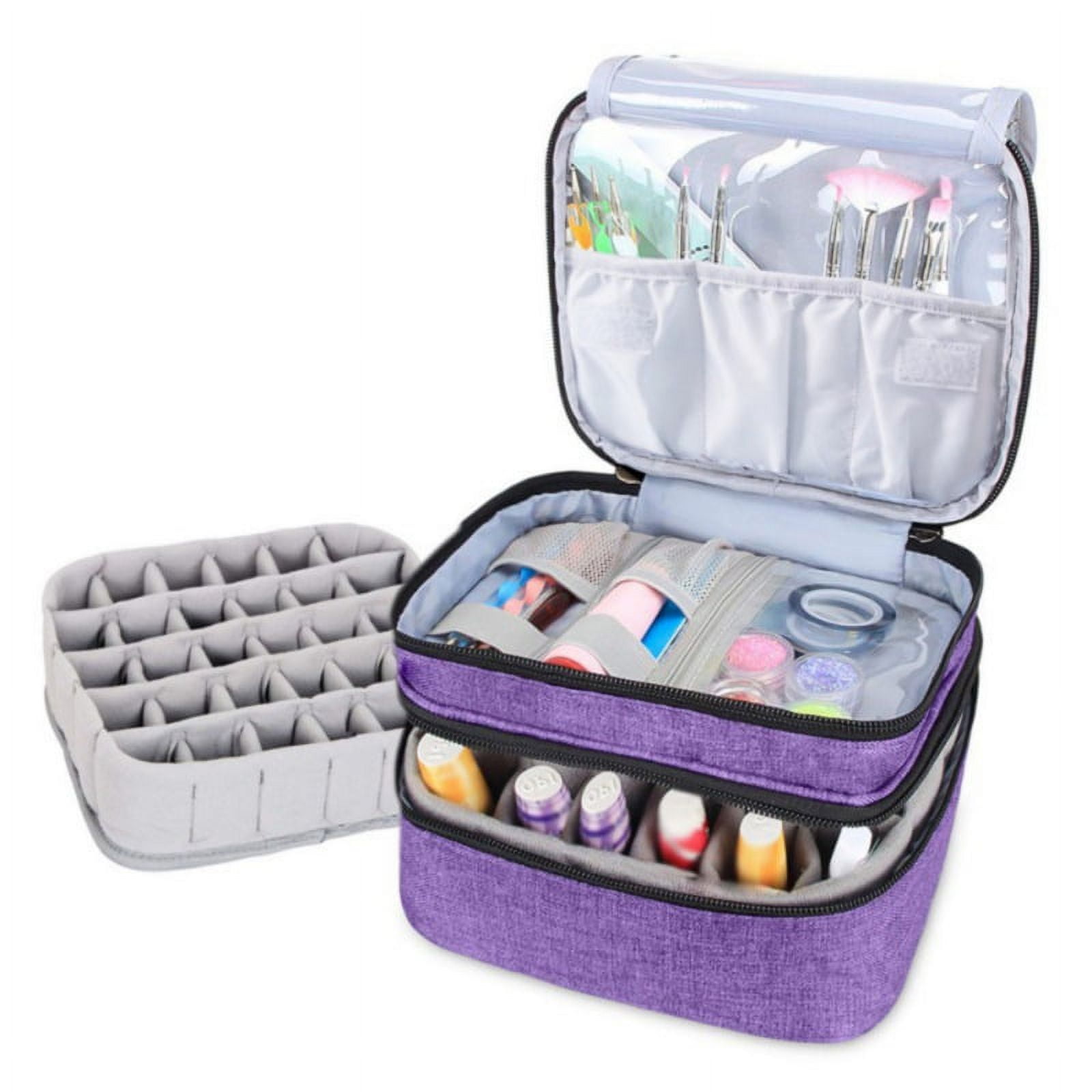 Portable Nail Polish Carrying Case, Holds 30 Bottles, Double Layer ...