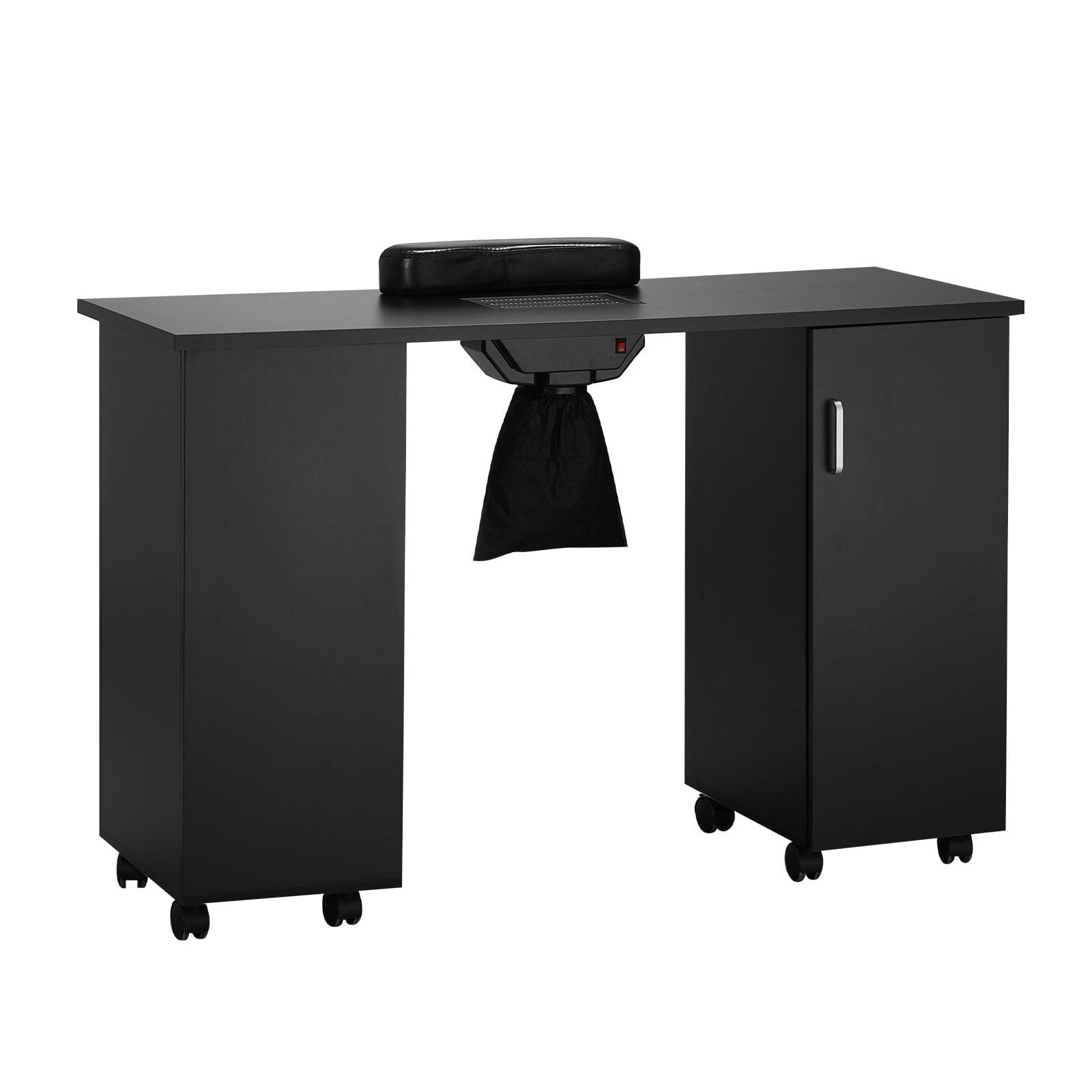 Portable Nail Table with Dust Collector, 8-Wheel Mobile Manicure ...