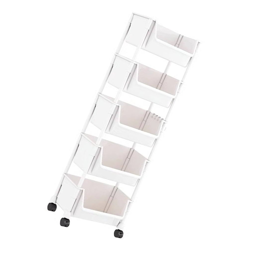 Portable Narrow Storage Shelf with Braking Casters and Hooks for Tight ...