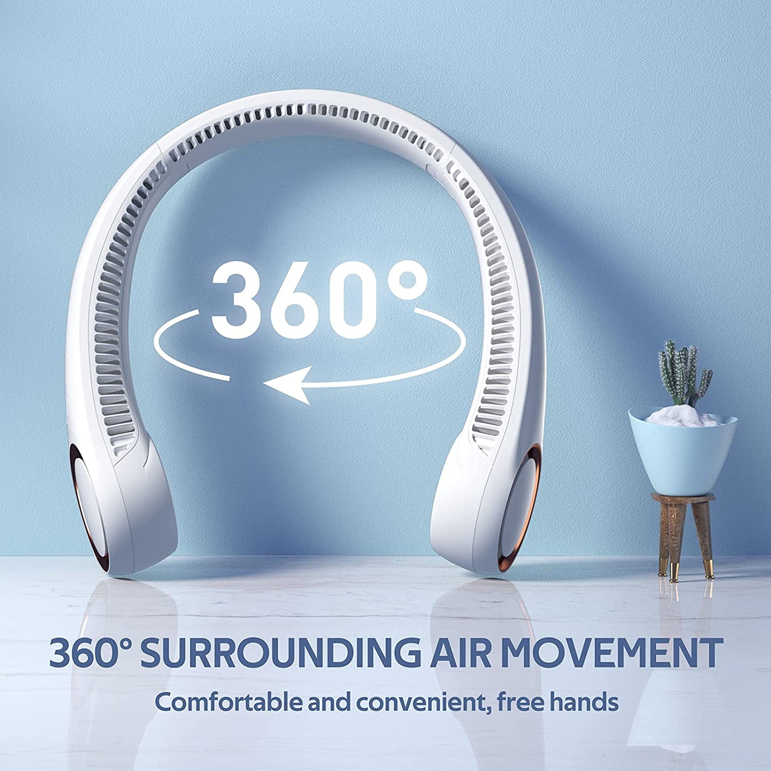 Portable Neck Fan, 360° Airflow, 72 Wind Outlets, 4000mAh Battery, 3 ...