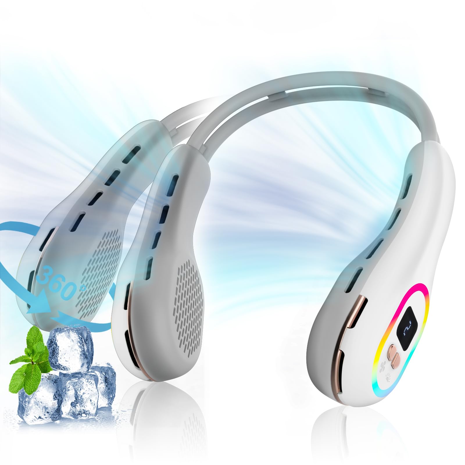 Portable Neck Fan 360° Wind Direction Adjustment Bladeless Neck Fan ...