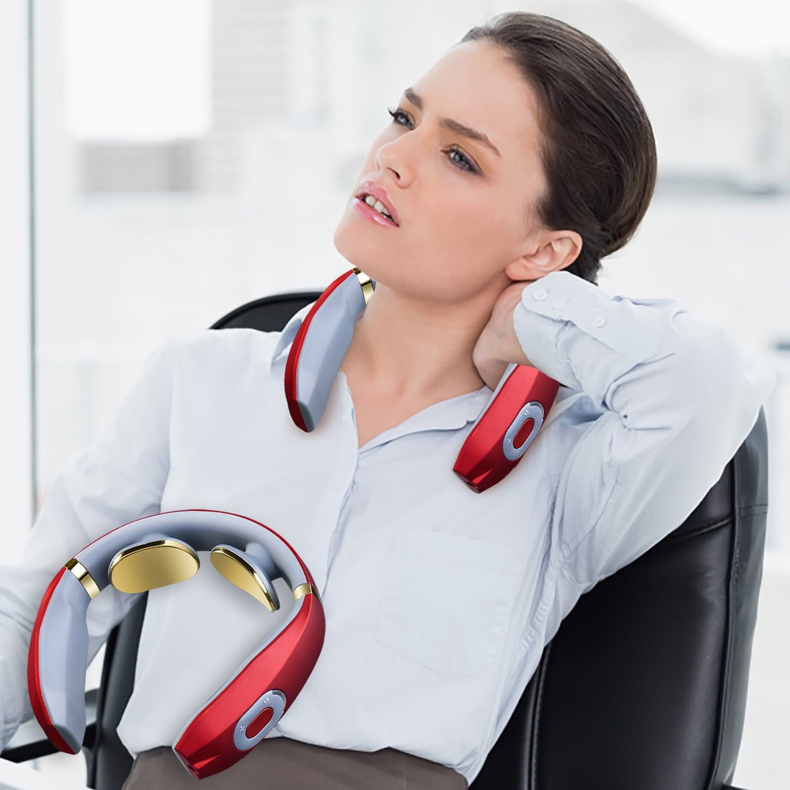 Portable Neck Massager with Electromagnetic Heat - Cervical Vertebra ...